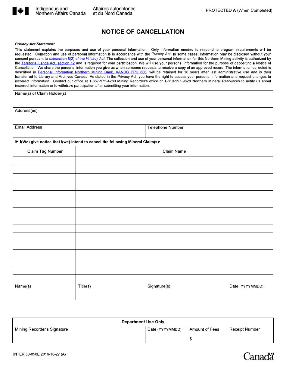 Form INTER50-050E - Fill Out, Sign Online and Download Fillable PDF ...