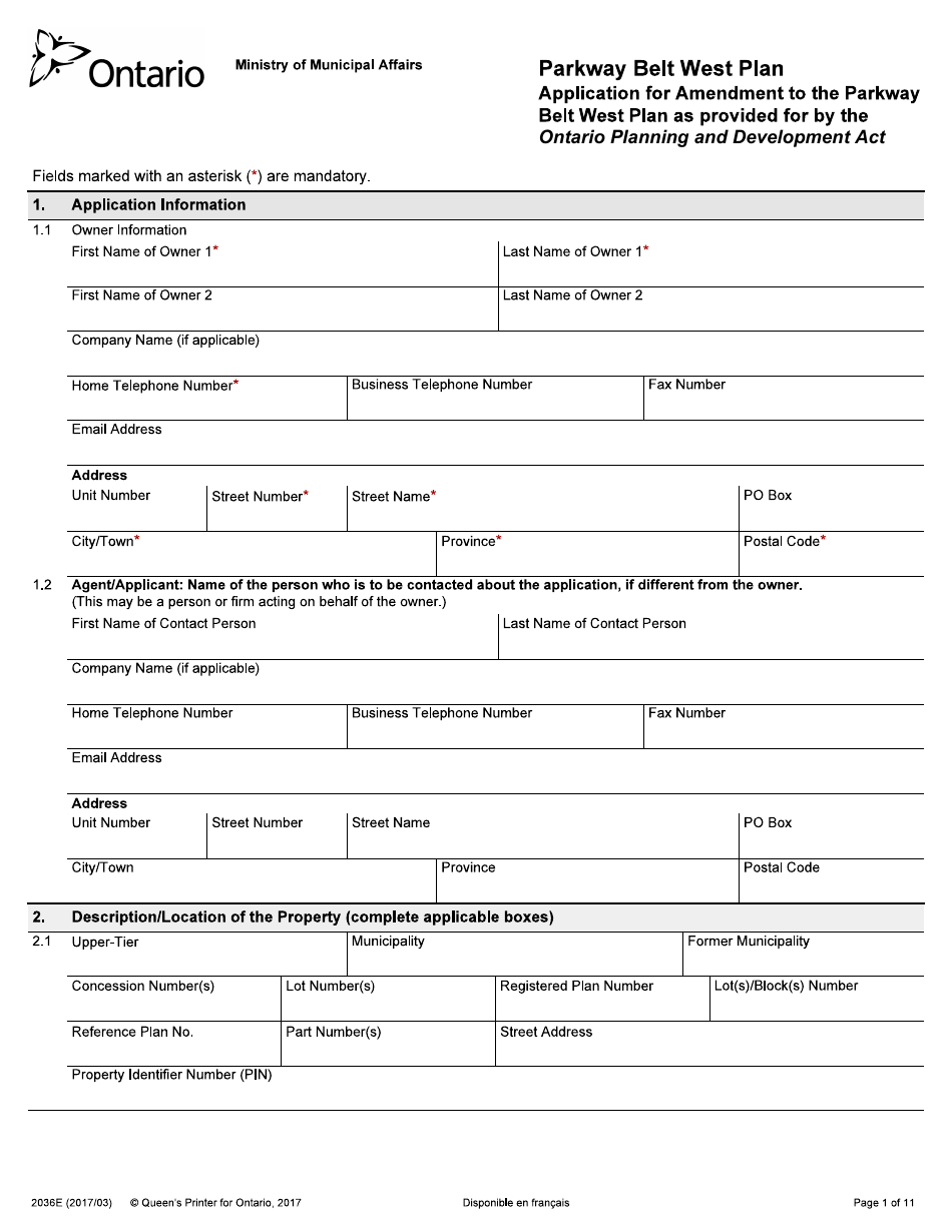 Form 2036E - Fill Out, Sign Online and Download Fillable PDF, Ontario ...