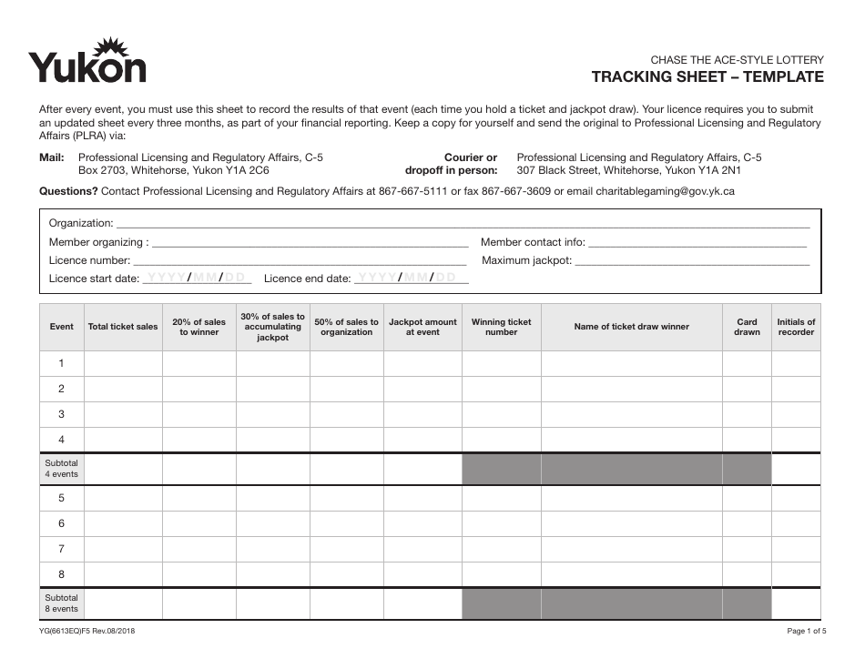 Form YG6613 - Fill Out, Sign Online and Download Fillable PDF, Yukon ...