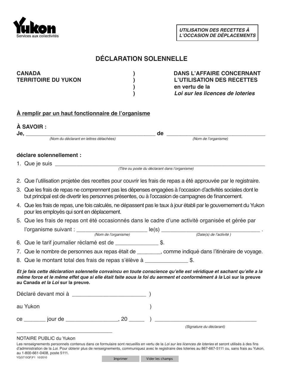 Forme YG5715 - Fill Out, Sign Online and Download Fillable PDF, Yukon ...