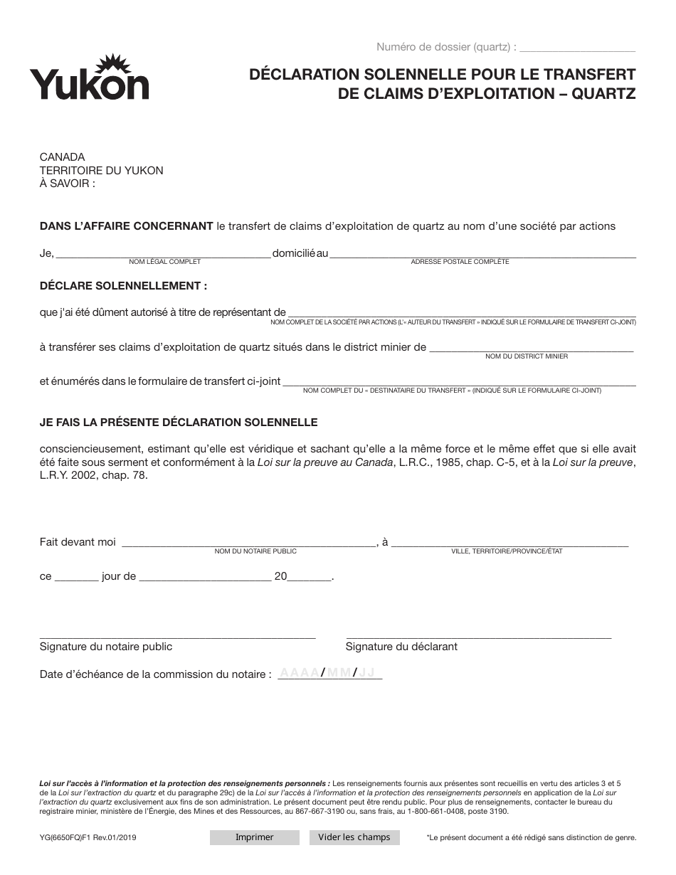 Forme YG6650 - Fill Out, Sign Online and Download Fillable PDF, Yukon ...