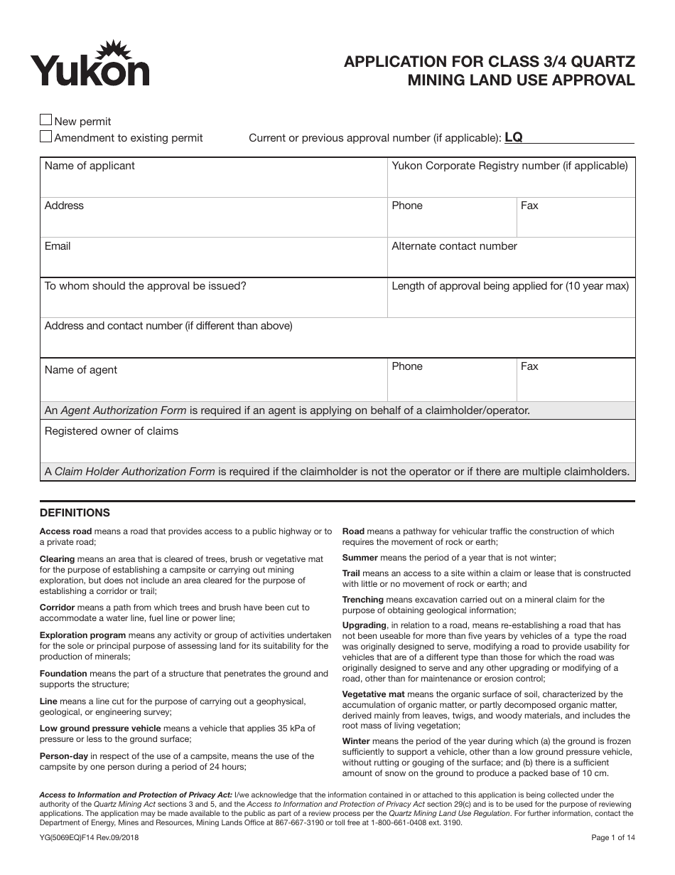 Form YG5069 - Fill Out, Sign Online and Download Fillable PDF, Yukon ...