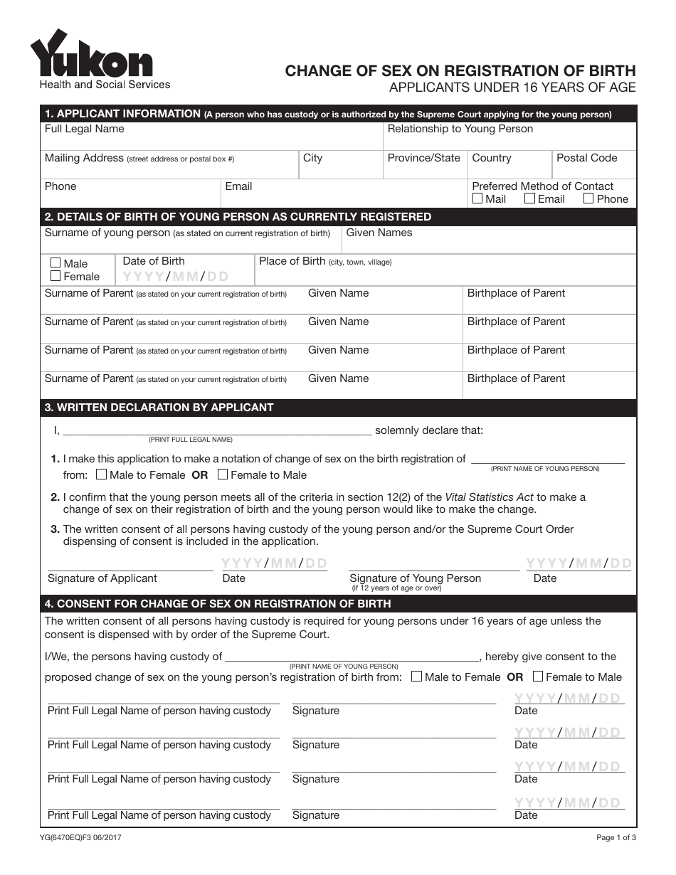Form YG6470 - Fill Out, Sign Online and Download Fillable PDF, Yukon ...