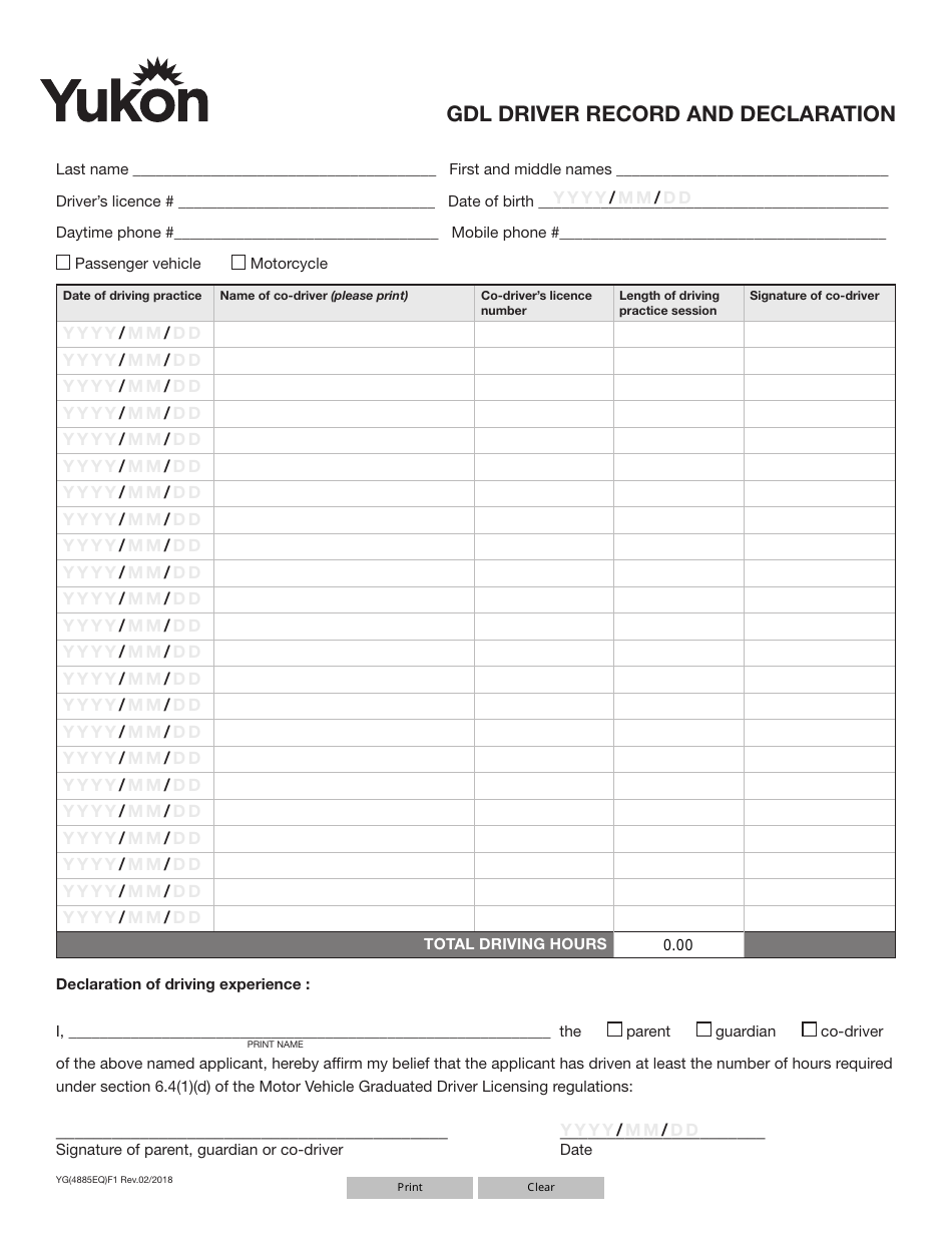 Form YG4885 - Fill Out, Sign Online and Download Fillable PDF, Yukon ...
