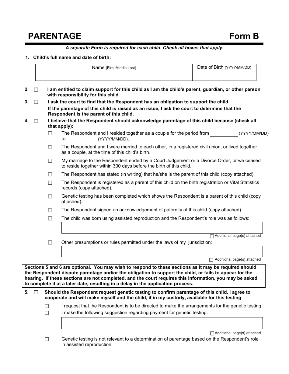 Form B - Fill Out, Sign Online and Download Fillable PDF, Prince Edward ...