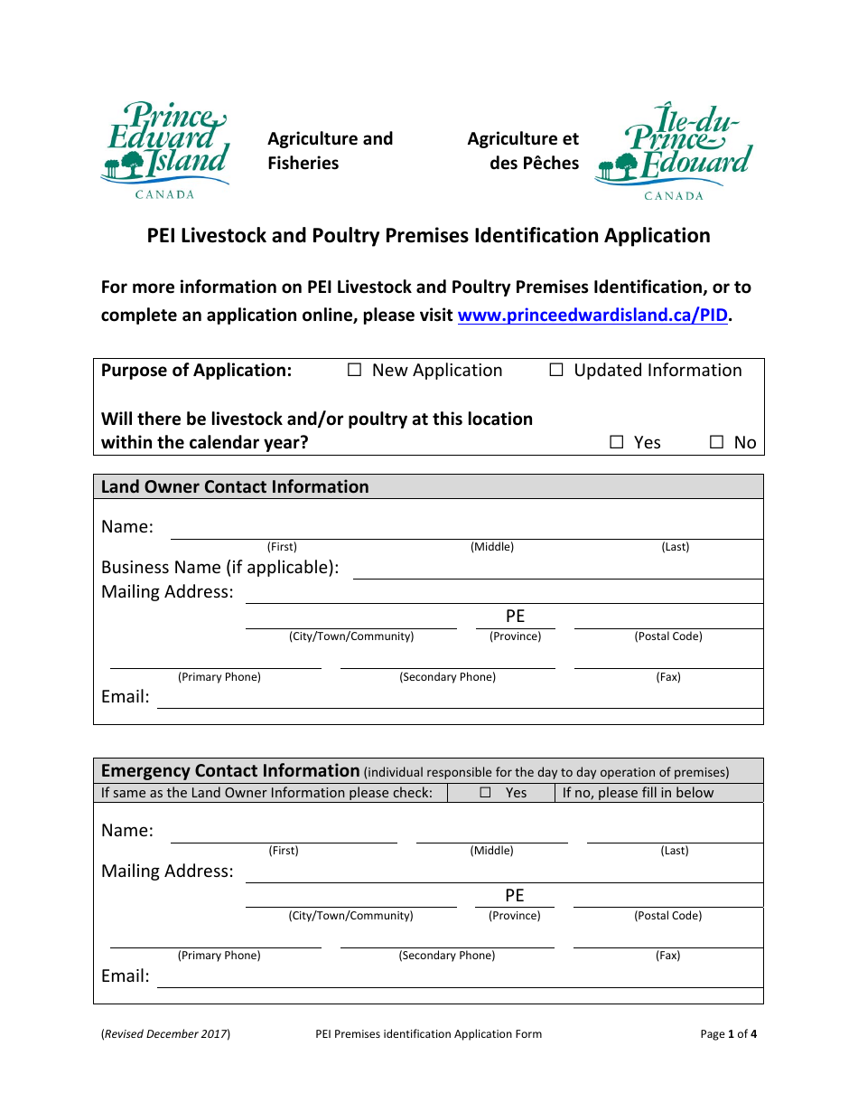 Prince Edward Island Canada Pei Livestock and Poultry Premises ...