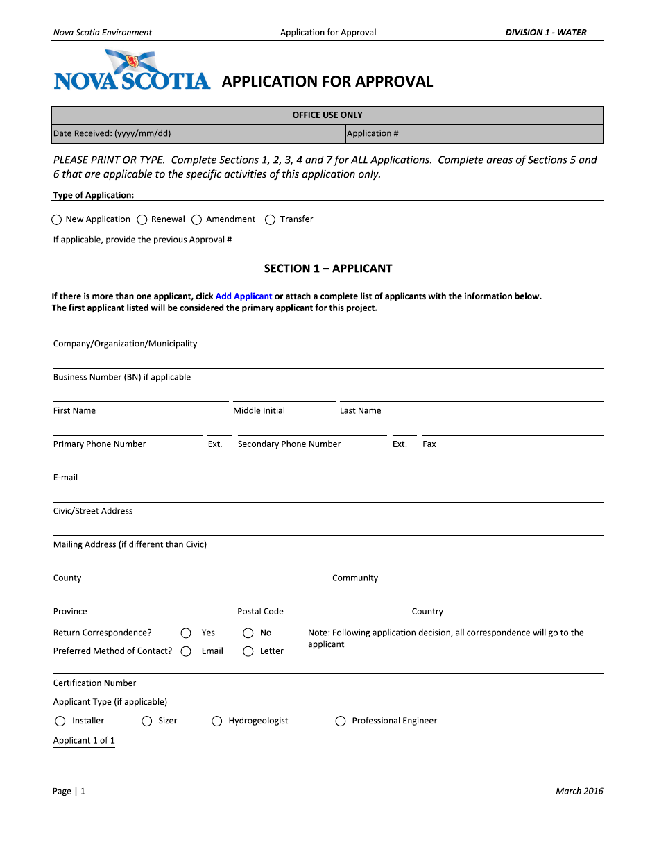 Nova Scotia Canada Watercourse Alteration Application for Approval - Fill Out, Sign Online and ...