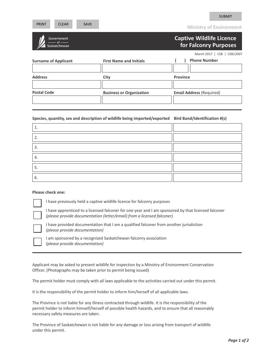 Form CSB12007 - Fill Out, Sign Online and Download Fillable PDF ...