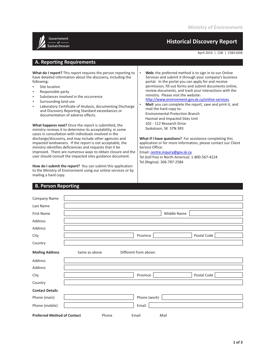 Form CSB21006 - Fill Out, Sign Online and Download Printable PDF ...
