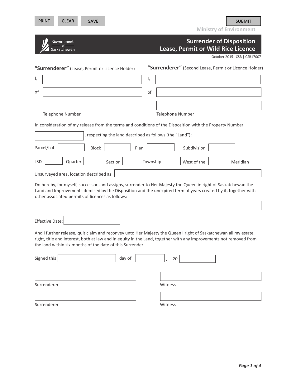 Form CSB17007 - Fill Out, Sign Online and Download Fillable PDF ...