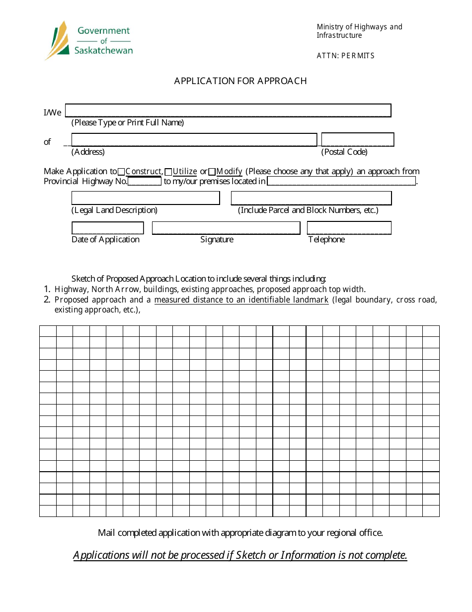 Saskatchewan Canada Application for Approach - Fill Out, Sign Online ...