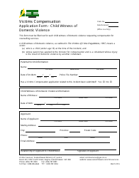 Saskatchewan Canada Victims Compensation Application Form - Child ...