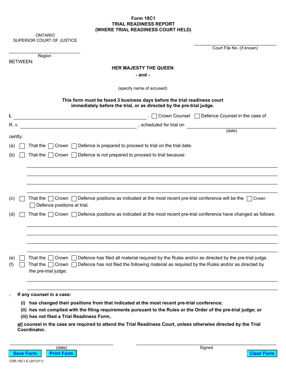 Form 18C1 - Fill Out, Sign Online and Download Fillable PDF, Ontario ...