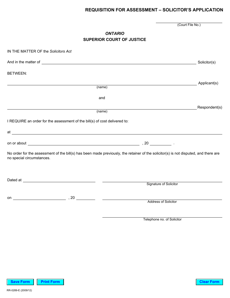 Form RR0289 - Fill Out, Sign Online and Download Fillable PDF, Ontario ...