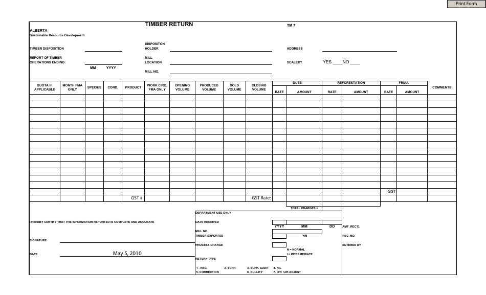 Form TM7 - Fill Out, Sign Online and Download Fillable PDF, Alberta ...