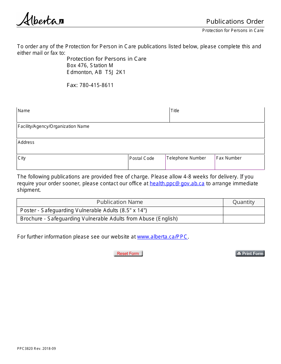 Form PPC3820 - Fill Out, Sign Online and Download Fillable PDF, Alberta ...