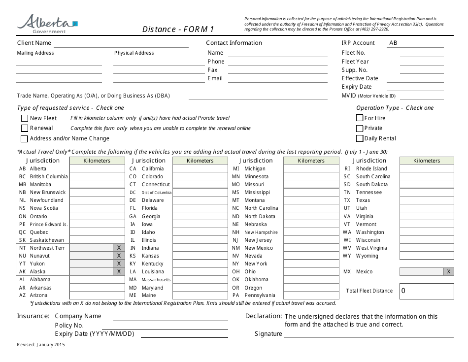 Form 1 - Fill Out, Sign Online and Download Fillable PDF, Alberta ...