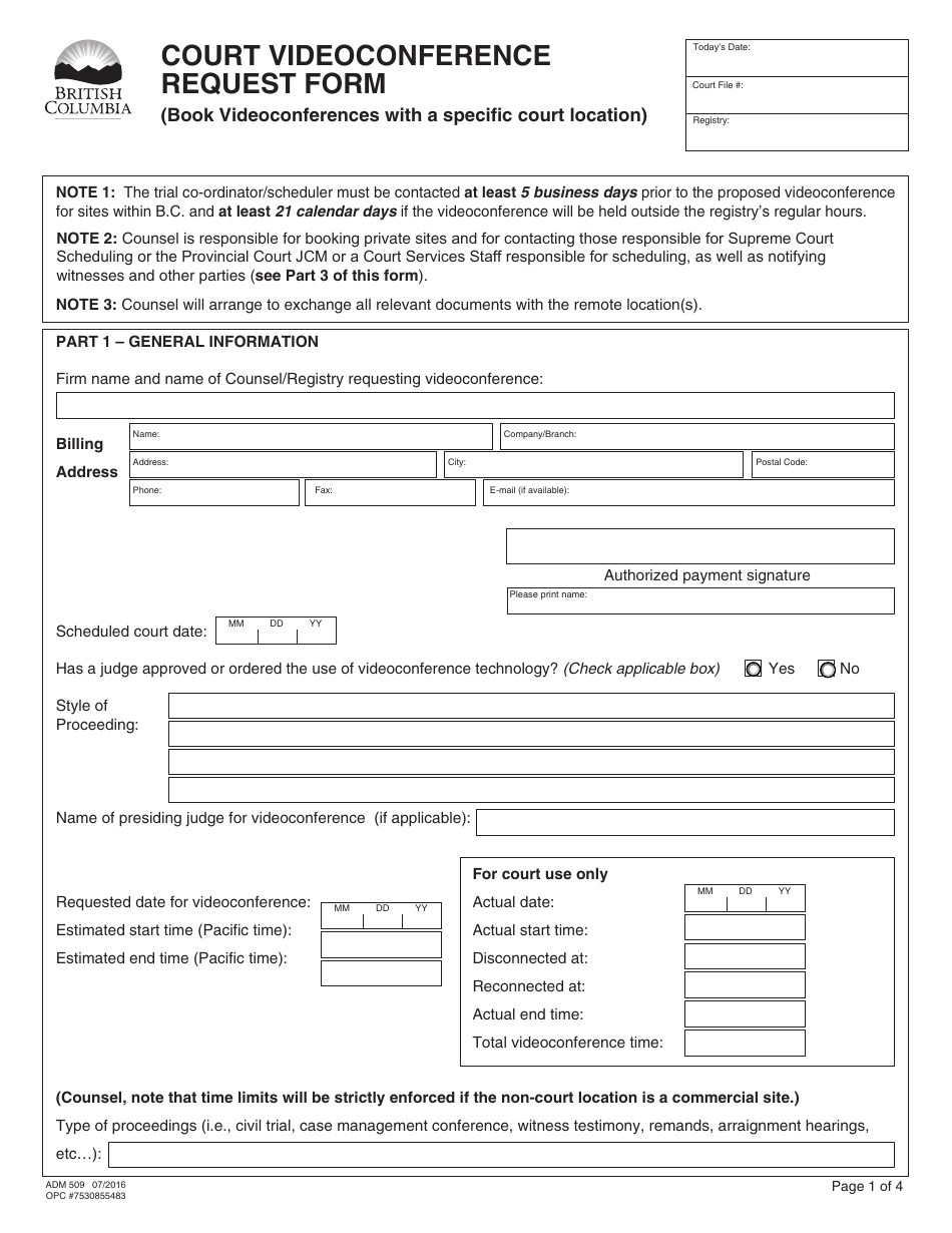 Form ADM509 - Fill Out, Sign Online and Download Fillable PDF, British ...