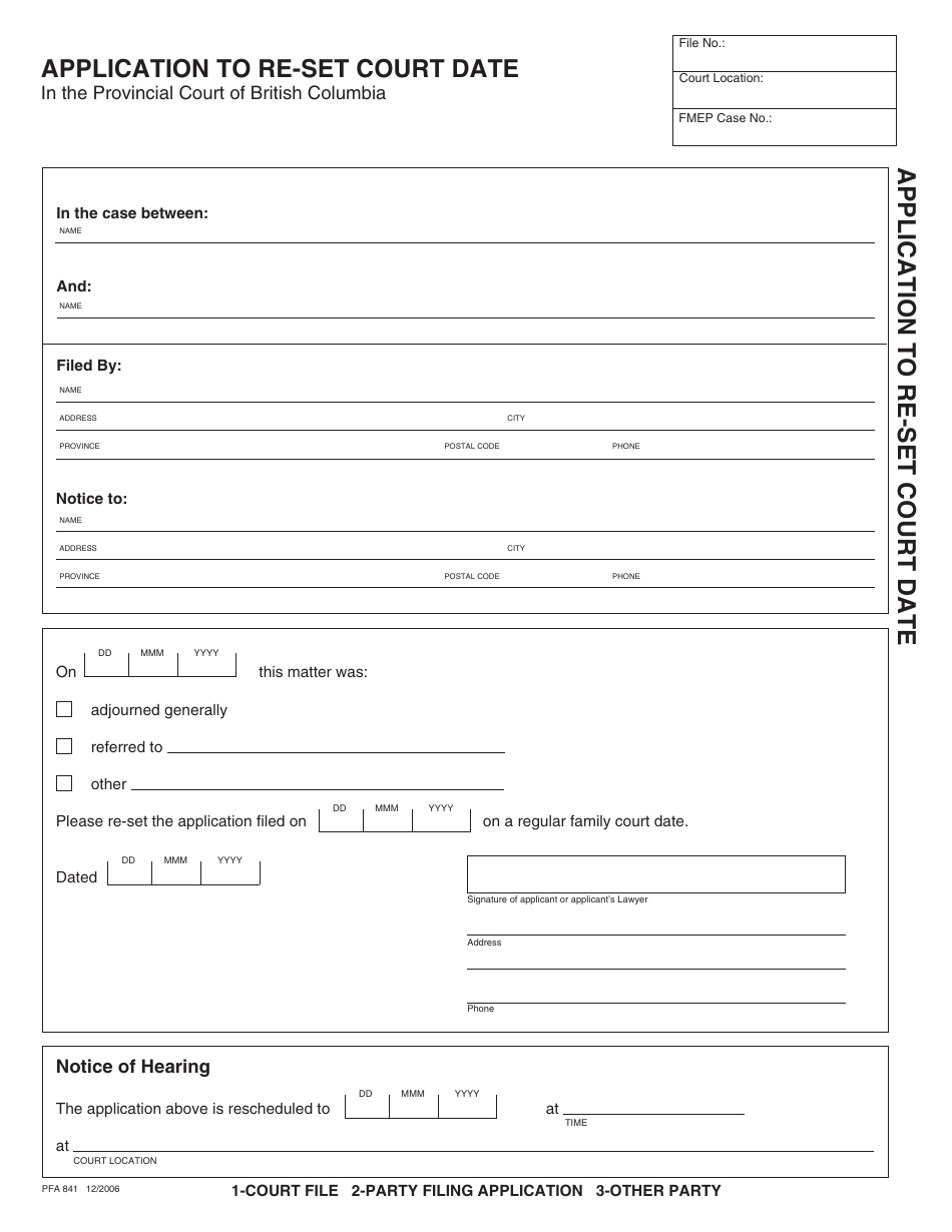 Form PFA841 - Fill Out, Sign Online and Download Fillable PDF, British ...