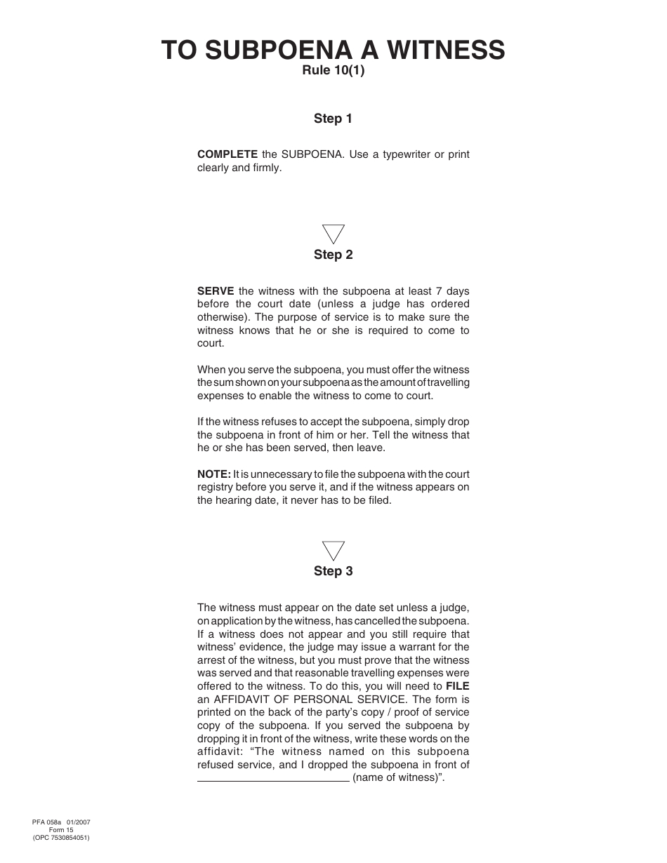 PCFR Form 15 (PFA058A) - Fill Out, Sign Online and Download Fillable ...