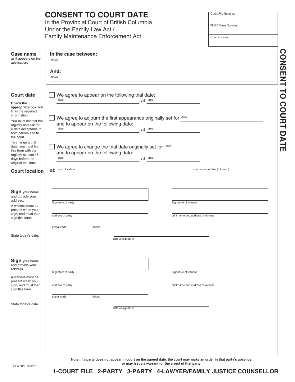 Form PFA883 - Fill Out, Sign Online and Download Fillable PDF, British ...