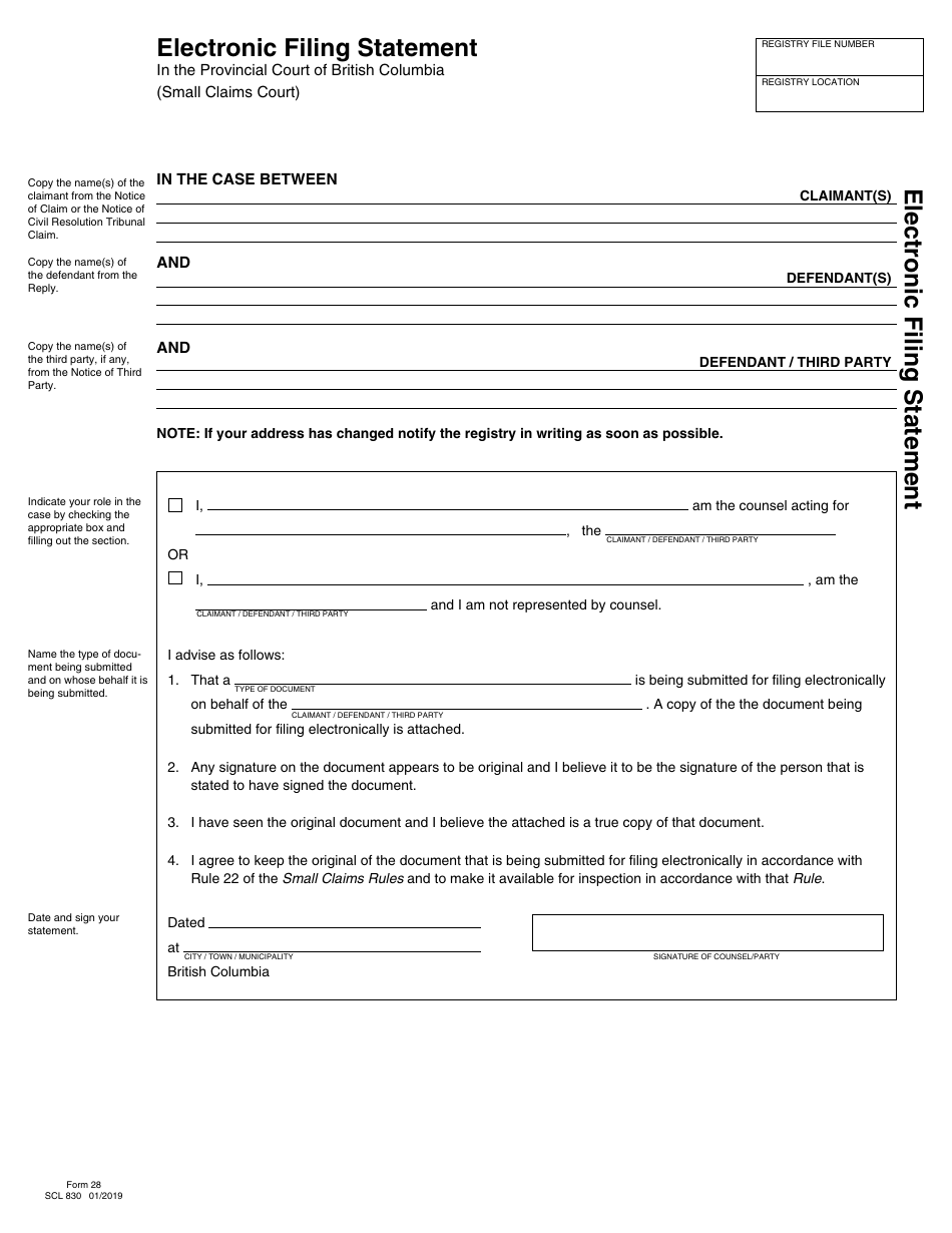 SCR Form 28 (SCL830) - Fill Out, Sign Online and Download Fillable PDF ...