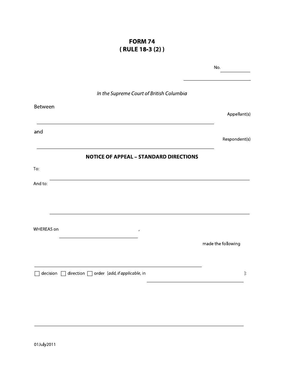 Form 74 - Fill Out, Sign Online and Download Fillable PDF, British ...