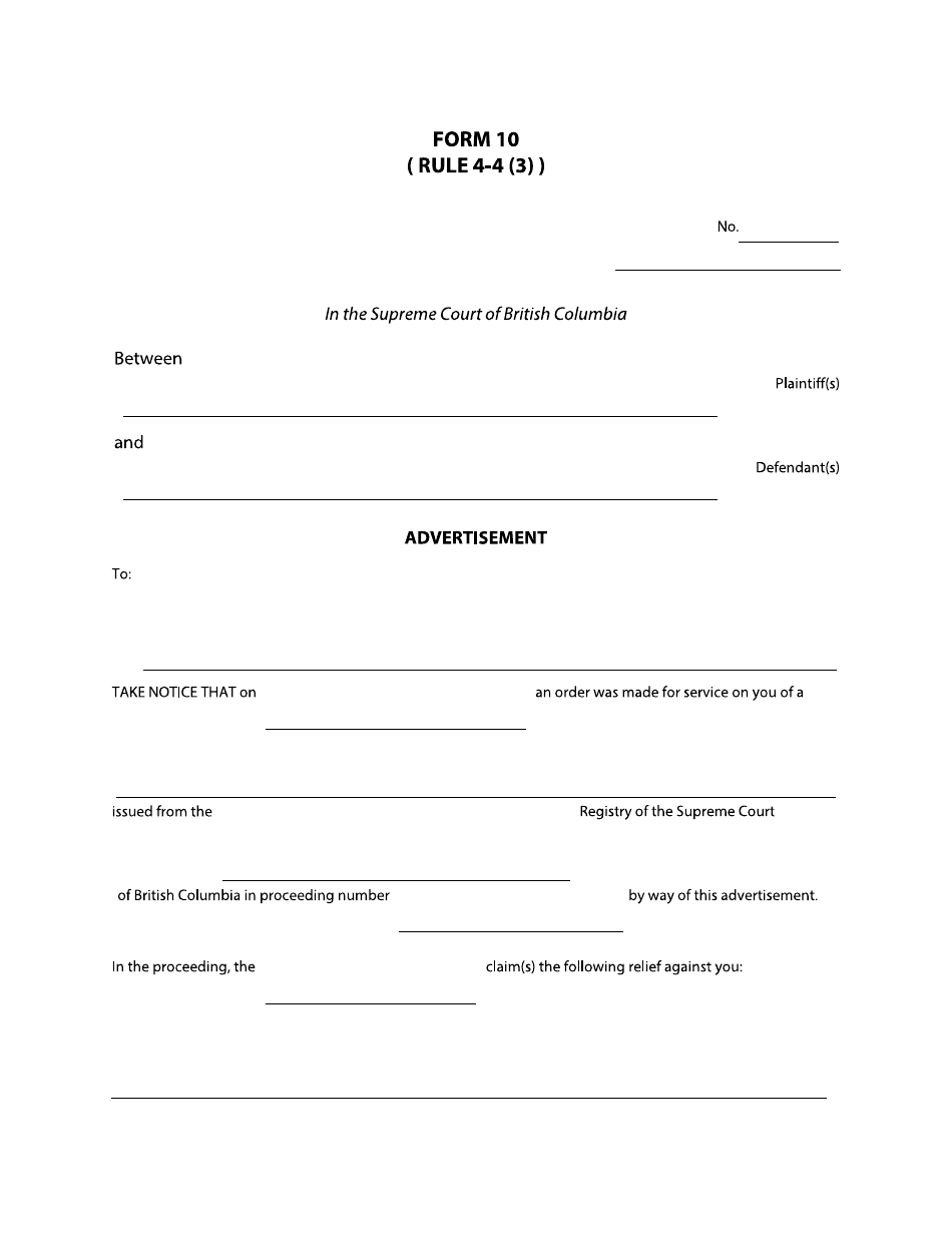 Form 10 - Fill Out, Sign Online and Download Fillable PDF, British ...