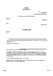 Form F5 Download Fillable PDF or Fill Online Counterclaim British Columbia Canada | Templateroller