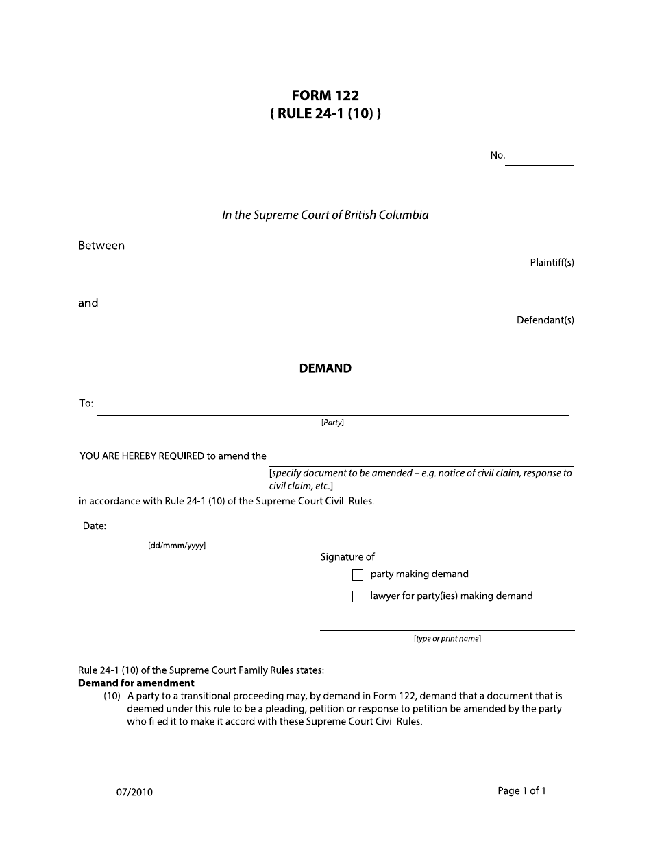 Form 122 - Fill Out, Sign Online and Download Fillable PDF, British ...