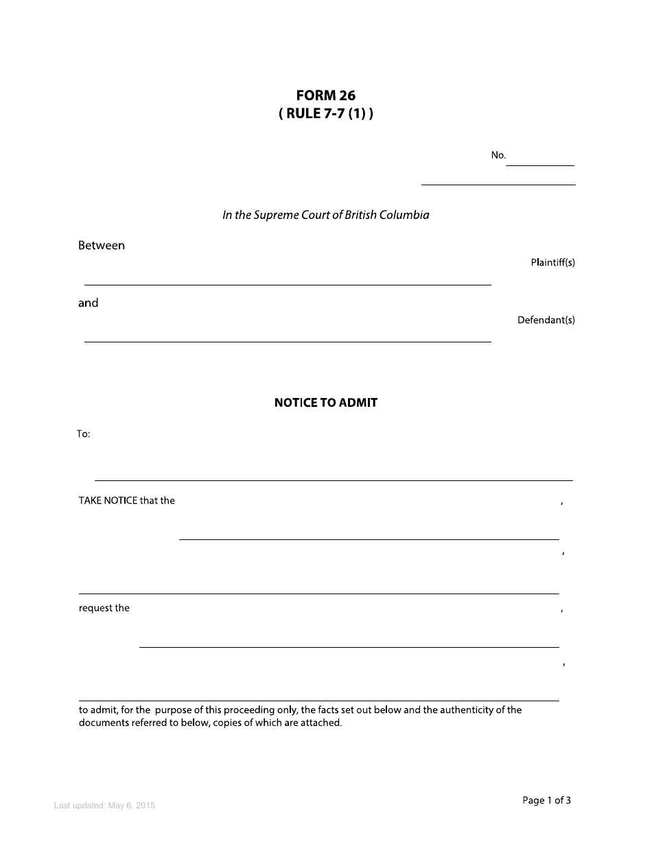Form 26 - Fill Out, Sign Online and Download Fillable PDF, British ...