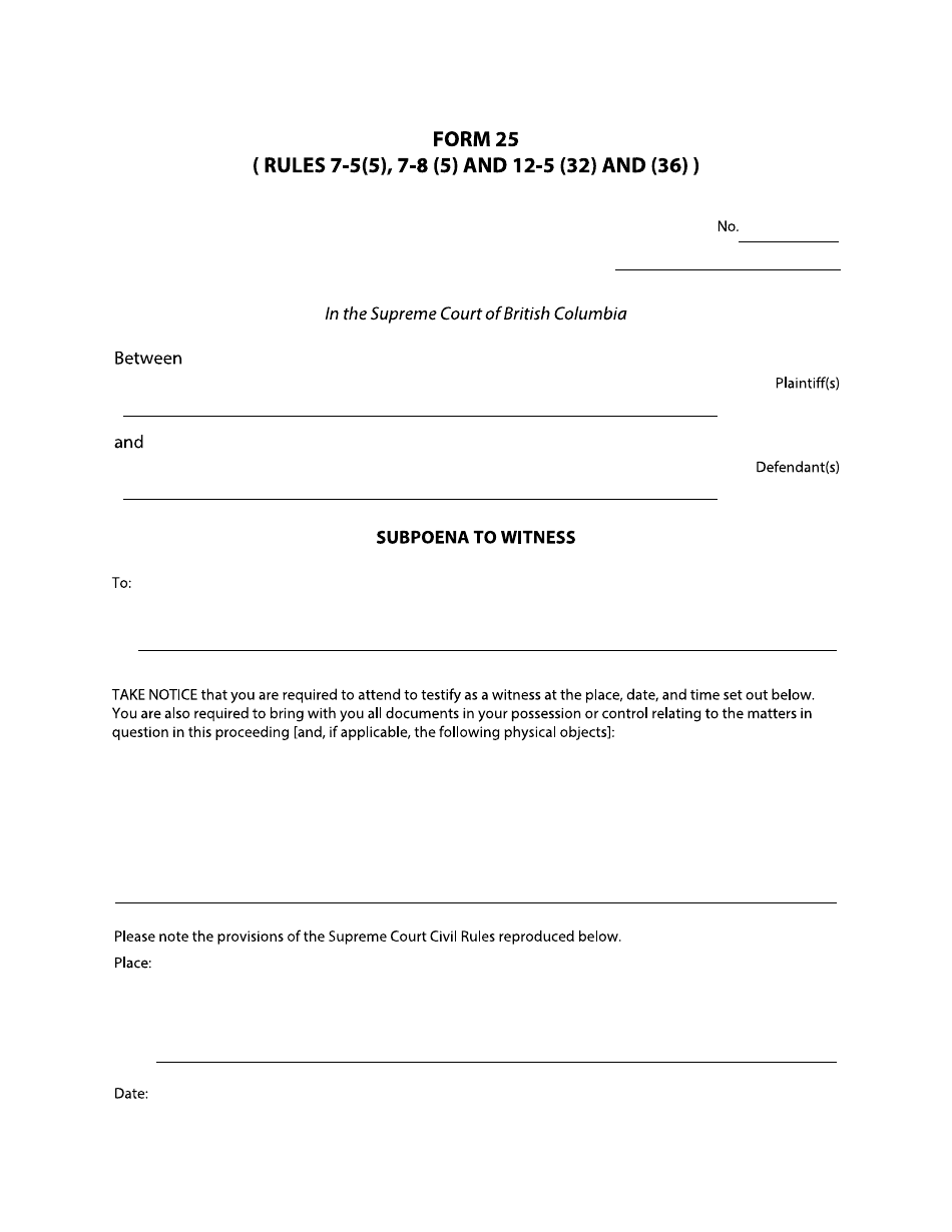 Form 25 - Fill Out, Sign Online and Download Fillable PDF, British ...