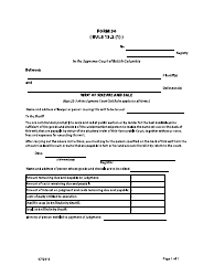 Form 50 Download Fillable PDF or Fill Online Writ of Seizure and Sale ...