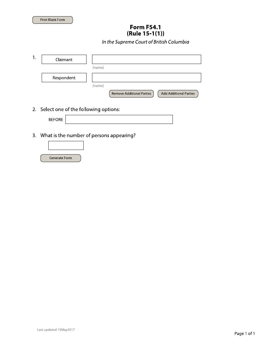 Form F54.1 - Fill Out, Sign Online and Download Fillable PDF, British ...