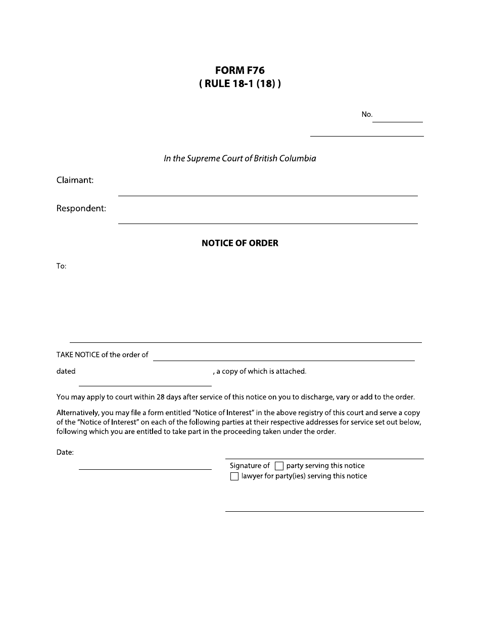 Form F76 - Fill Out, Sign Online and Download Fillable PDF, British ...