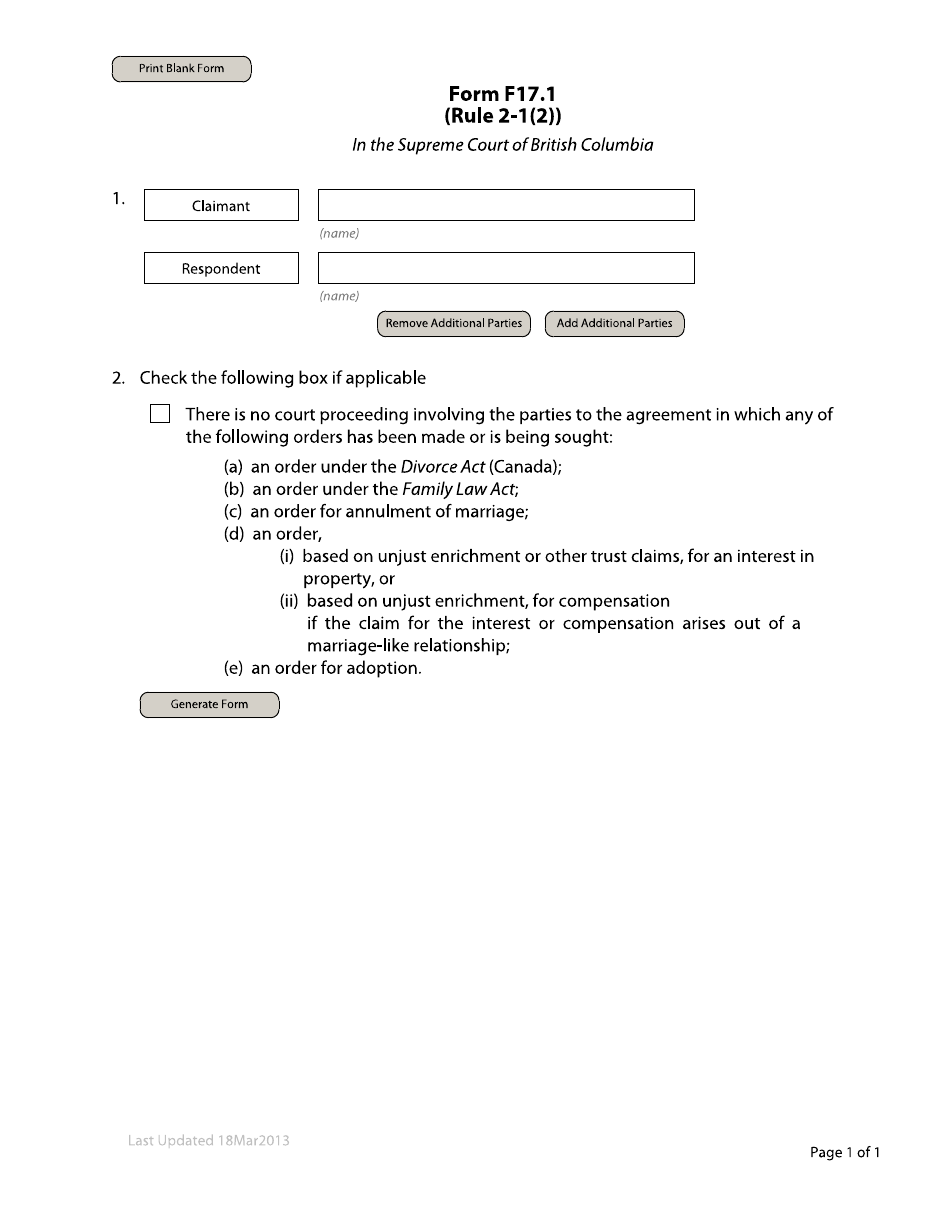 Form F17.1 - Fill Out, Sign Online and Download Fillable PDF, British ...