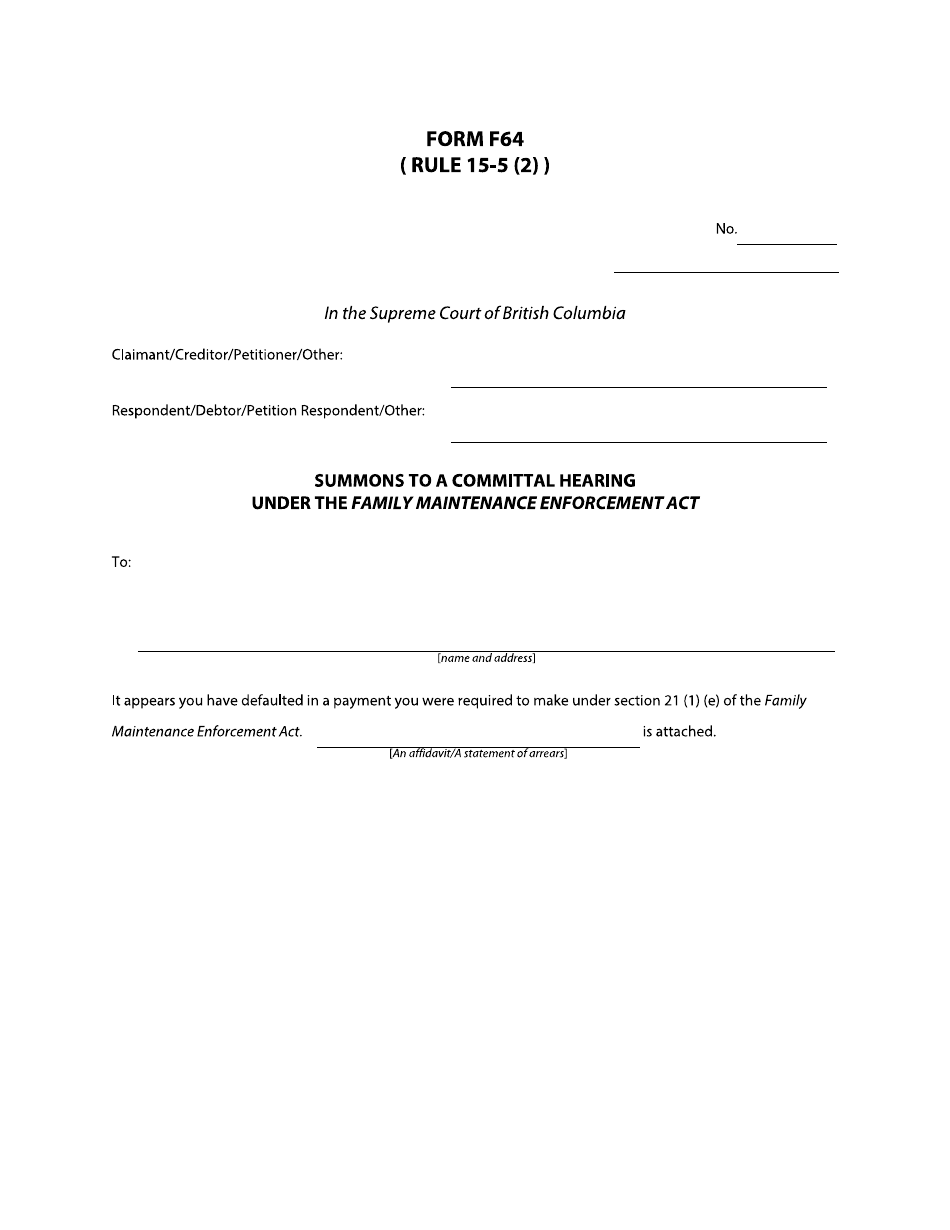 Form F64 - Fill Out, Sign Online and Download Fillable PDF, British ...
