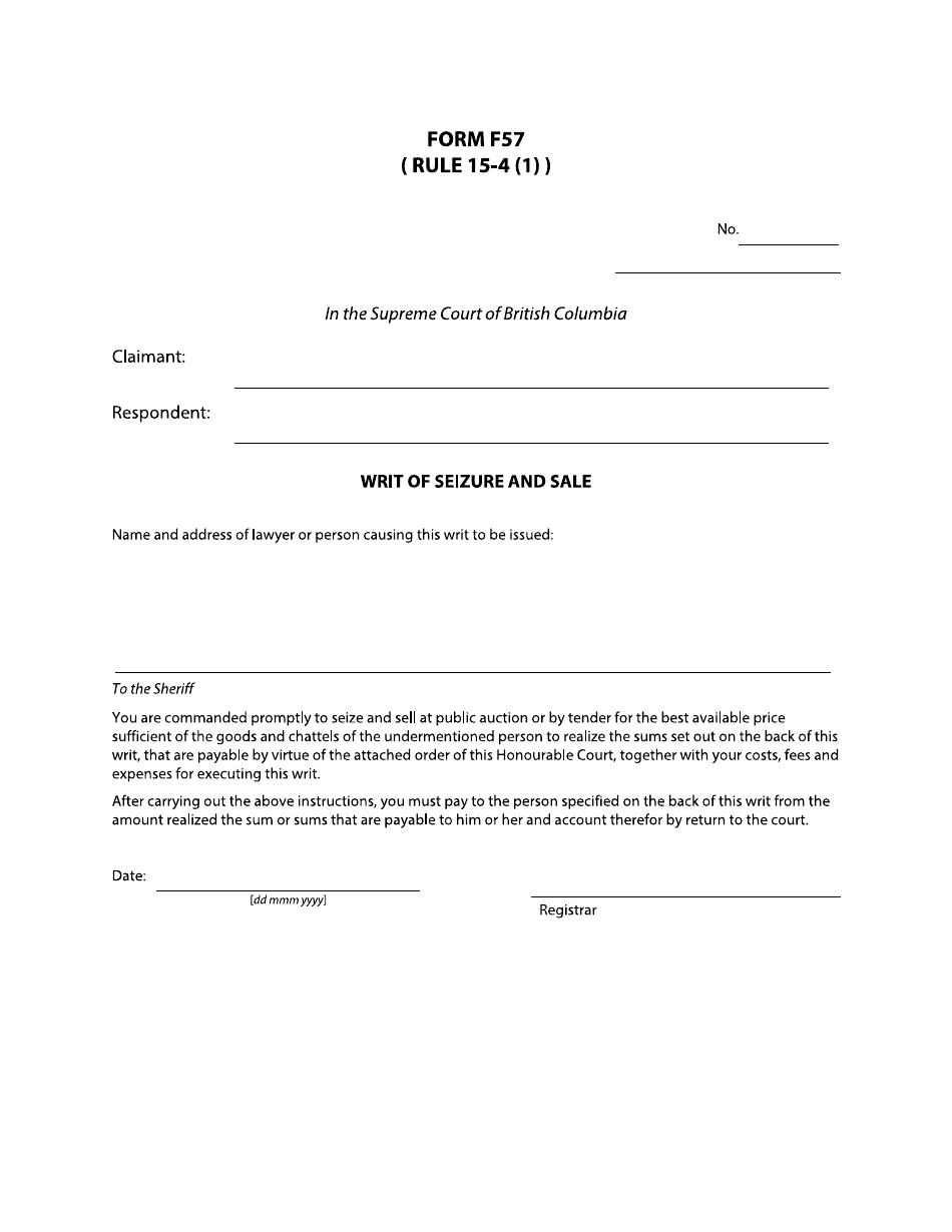 Form F57 - Fill Out, Sign Online and Download Fillable PDF, British ...