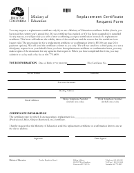 British Columbia Canada Replacement Certificate Request Form - Fill Out, Sign Online and ...