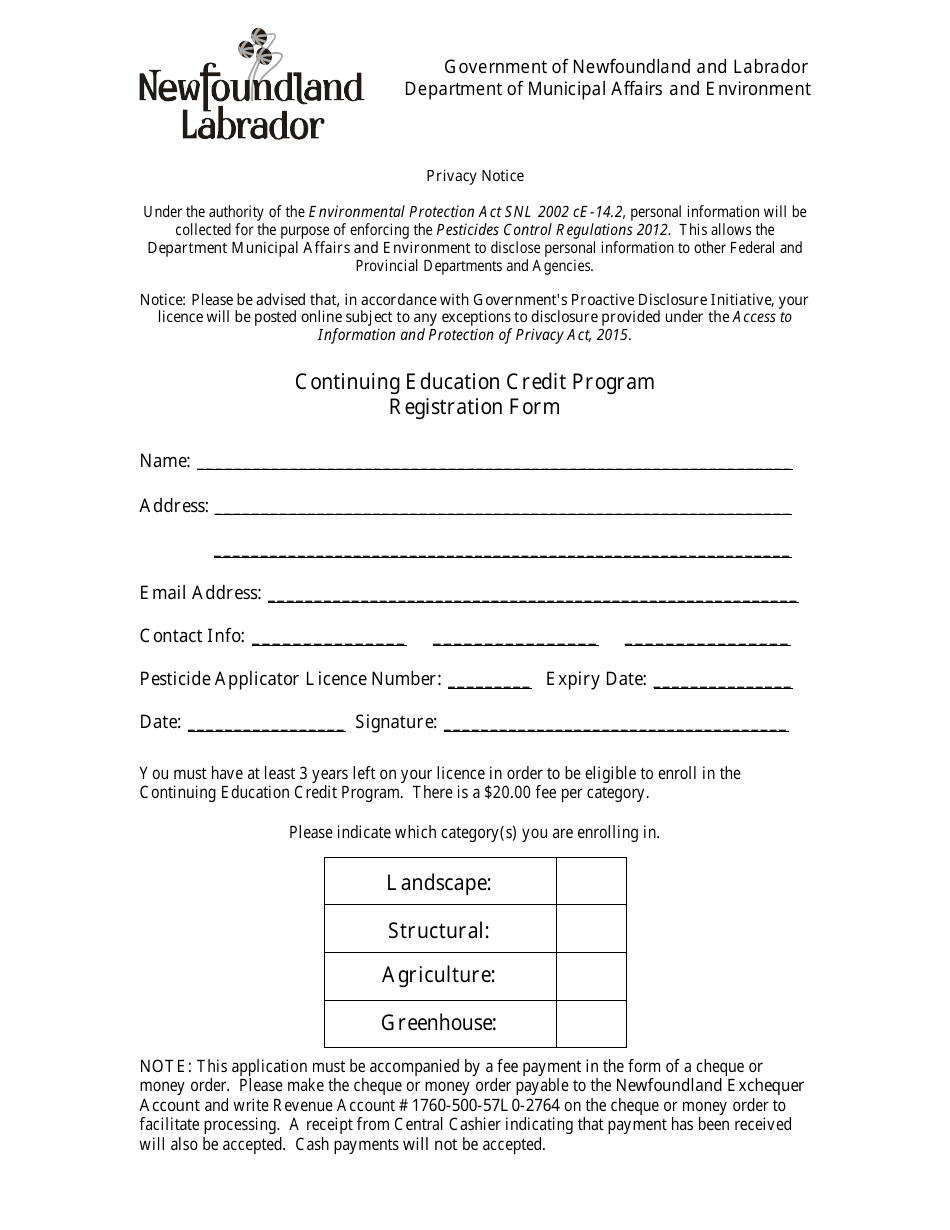 Newfoundland and Labrador Canada Continuing Education Credit Program ...