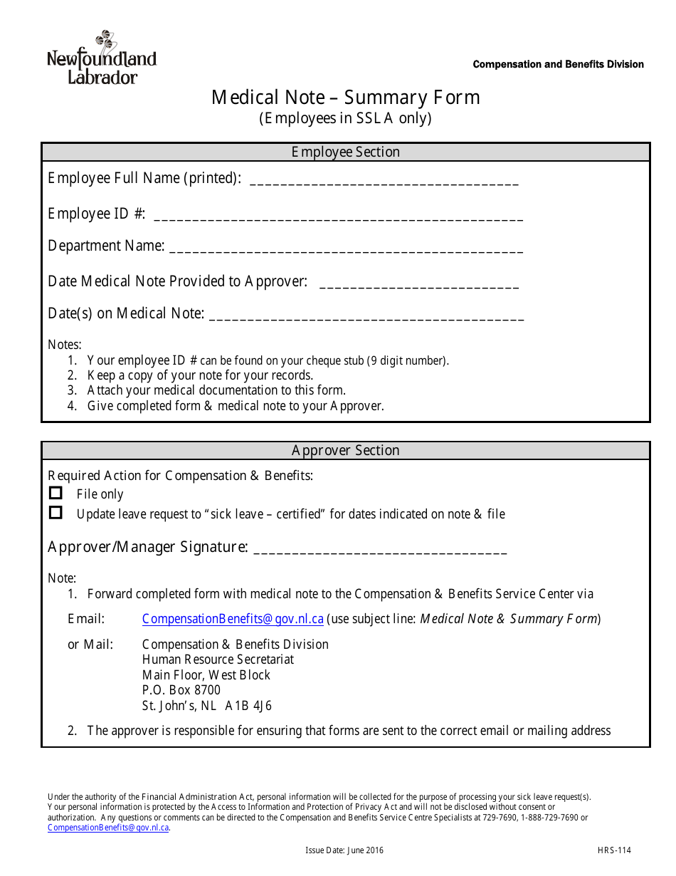 Form HRS-114 - Fill Out, Sign Online and Download Fillable PDF ...