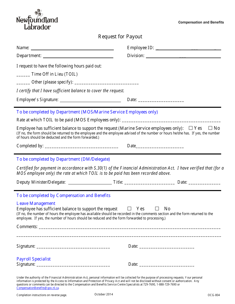 Form OCG-804 - Fill Out, Sign Online and Download Fillable PDF ...