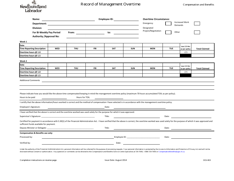 Form OCG-803 - Fill Out, Sign Online and Download Fillable PDF ...