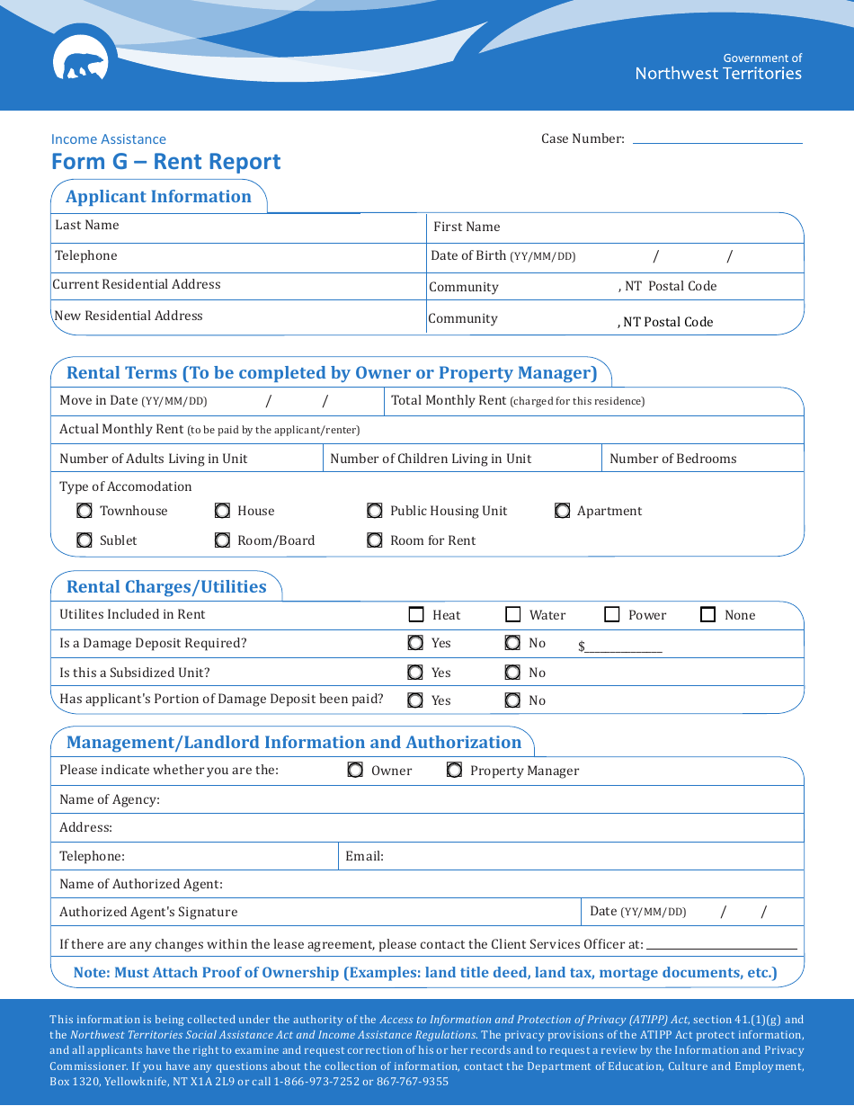 Form G - Fill Out, Sign Online and Download Fillable PDF, Northwest ...