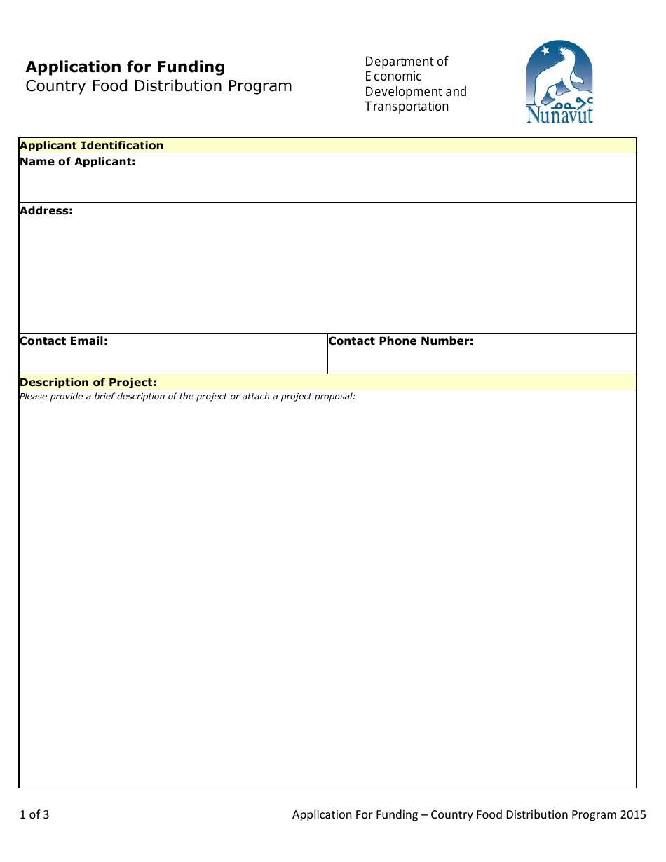 Nunavut Canada Application for Funding - Country Food Distribution ...