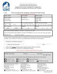 Nunavut Canada Application for General Identification Card Download ...