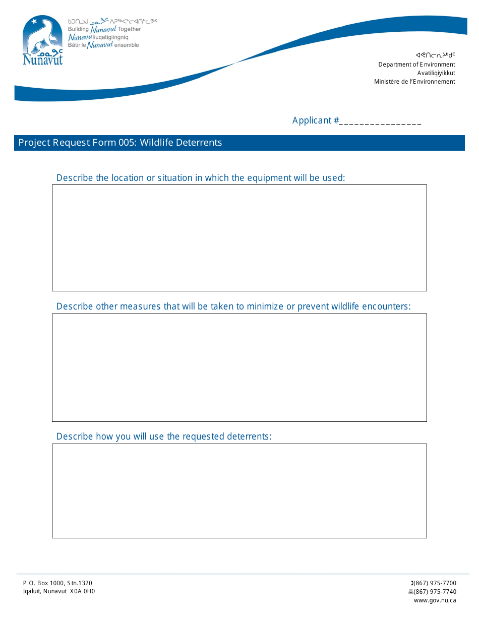 Project Request Form 005 - Fill Out, Sign Online and Download Printable PDF, Nunavut Canada ...