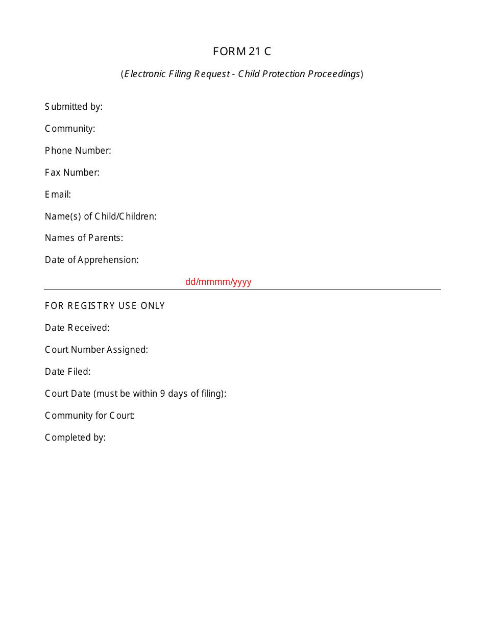 Form 21 C - Fill Out, Sign Online and Download Fillable PDF, Nunavut ...