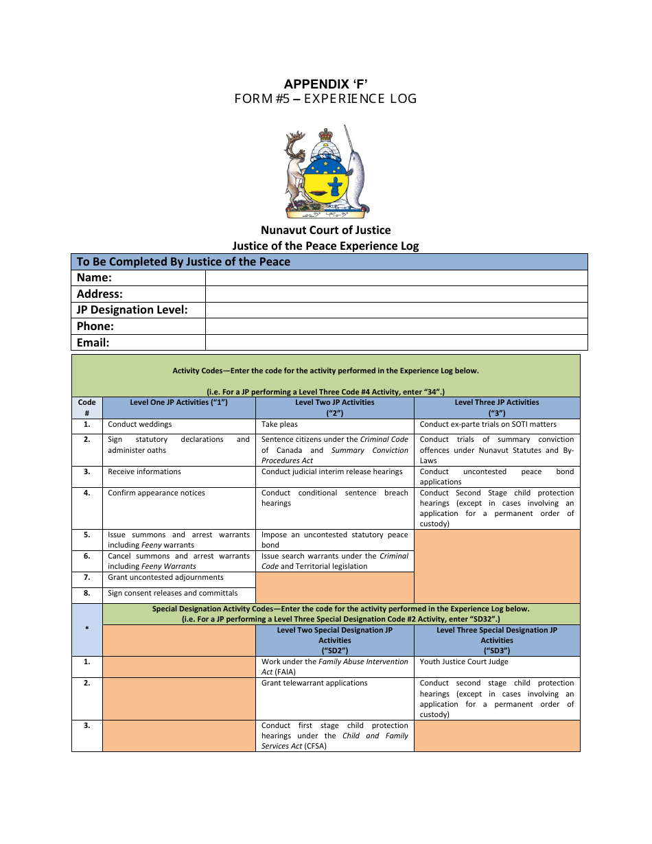 Form 5 Appendix F - Fill Out, Sign Online and Download Fillable PDF ...