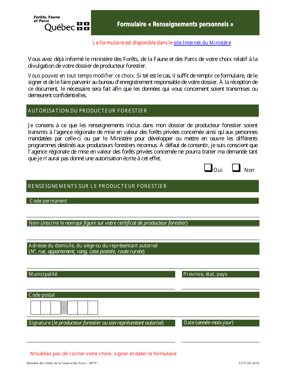 Quebec Canada Renseignements Personnels (French) - Fill Out, Sign ...